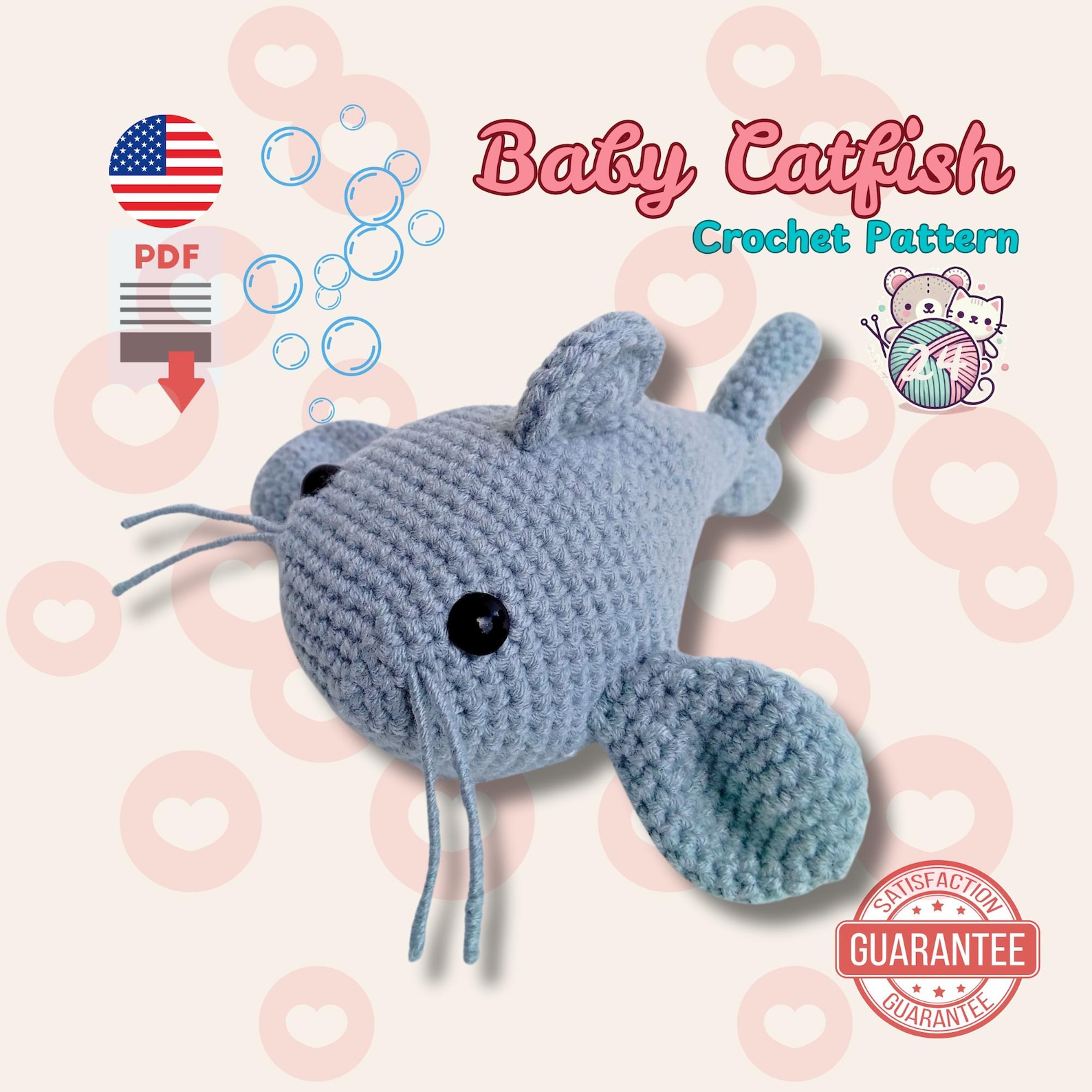 Amigurumi Catfish Crochet Pattern: Beginner-friendly Fish Toy (PDF ...