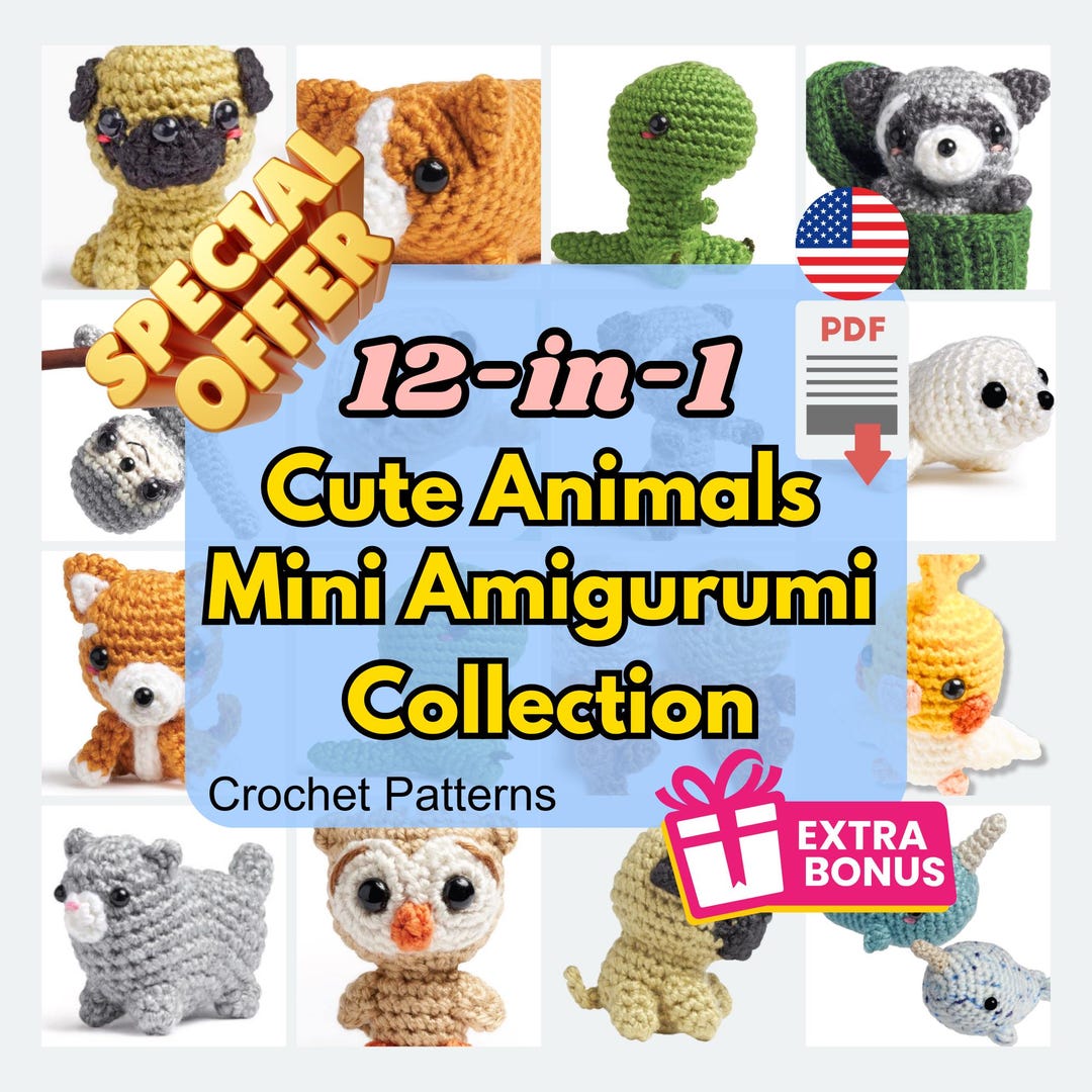 Amigurumi Mini Animal Crochet Patterns: 12-in-1 Bundle (PDF Download ...
