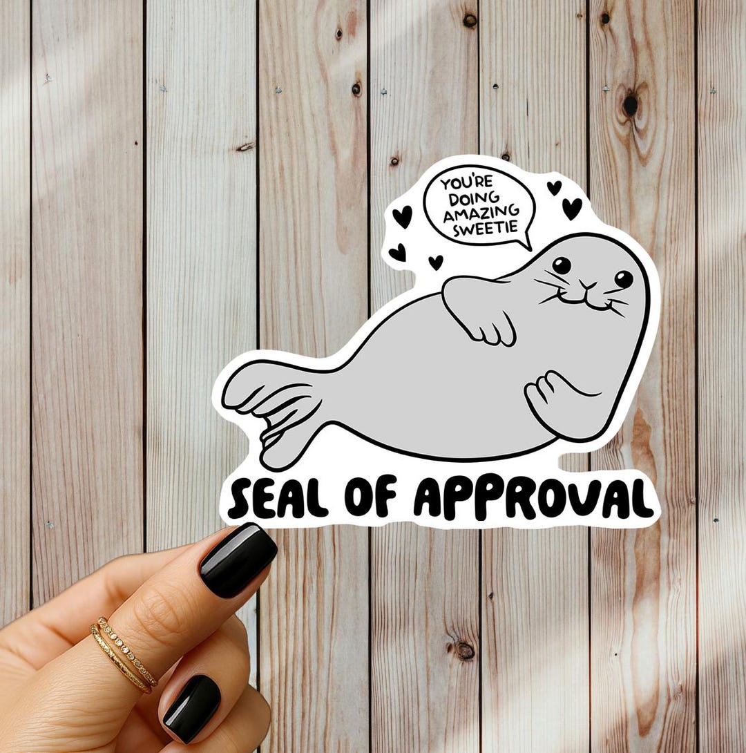Seal of Approval Sticker Magnet, Holographic Animal Decal, Laptop ...