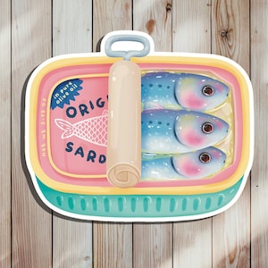 Sardines Can Sticker or Magnet, Kawaii Food Illustration Vinyl Decal - Etsy
