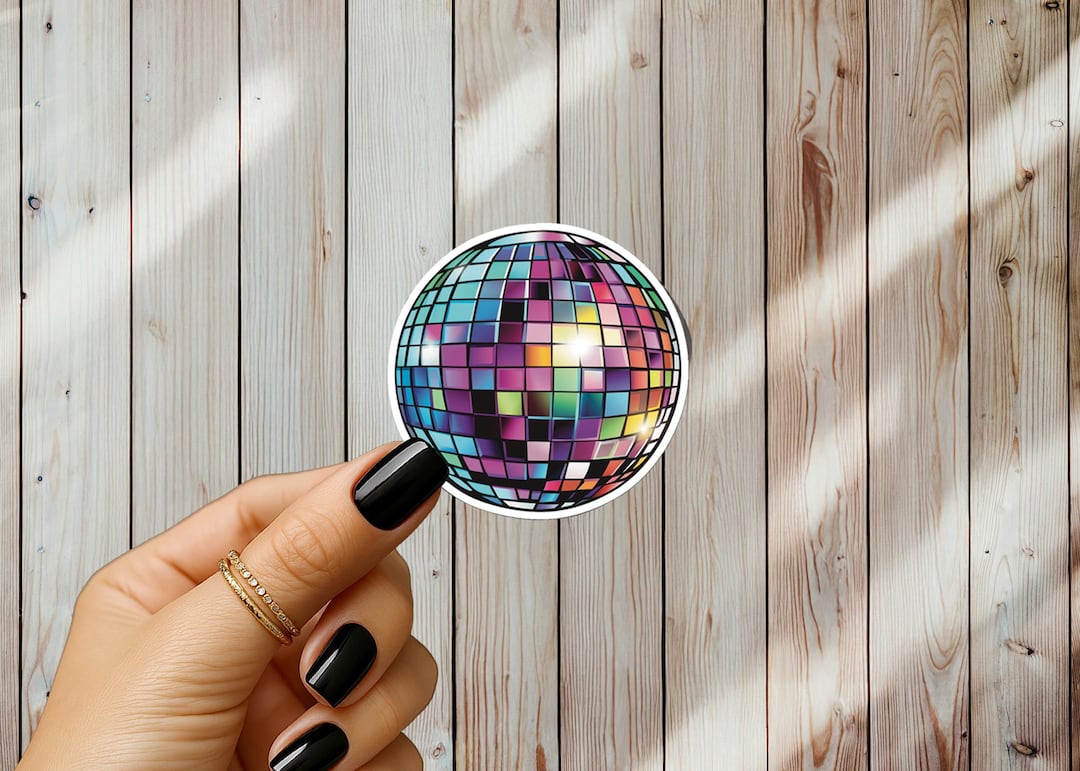 Retro Rainbow Disco Ball Sticker, 70s Vinyl Decal - Etsy