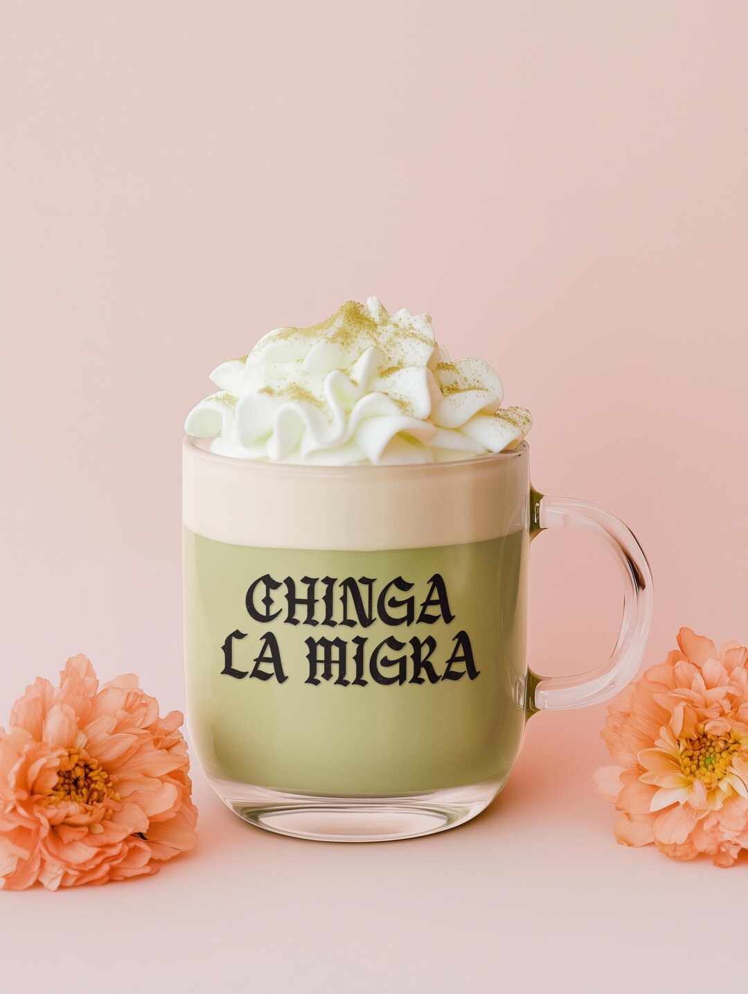 CHINGA LA MIGRA Clear Glass Mug, Modern Coffee Cup, 10oz - Etsy