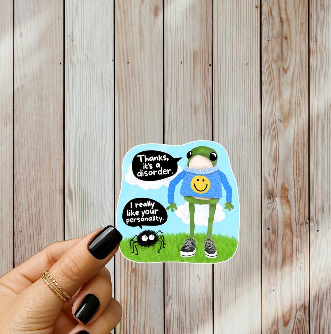 Funny Frog Mental Health Sticker, Frog Meme Decal, Anxiety Humor (vinyl ...