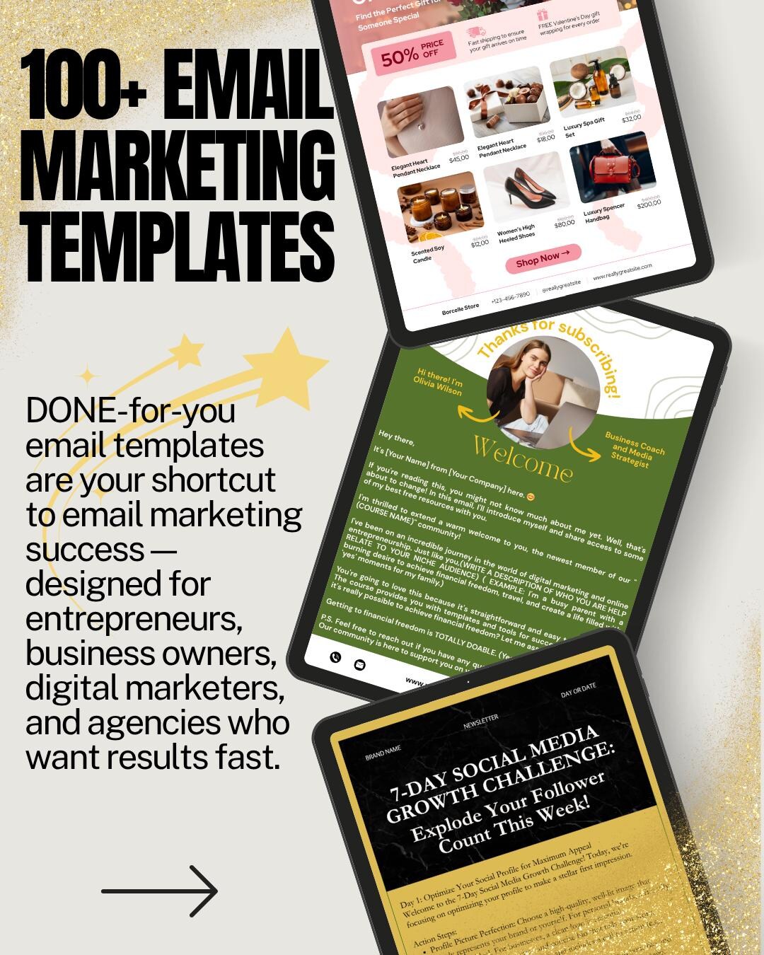 Mais de 100 modelos de marketing por e-mail editáveis, prontos para ...