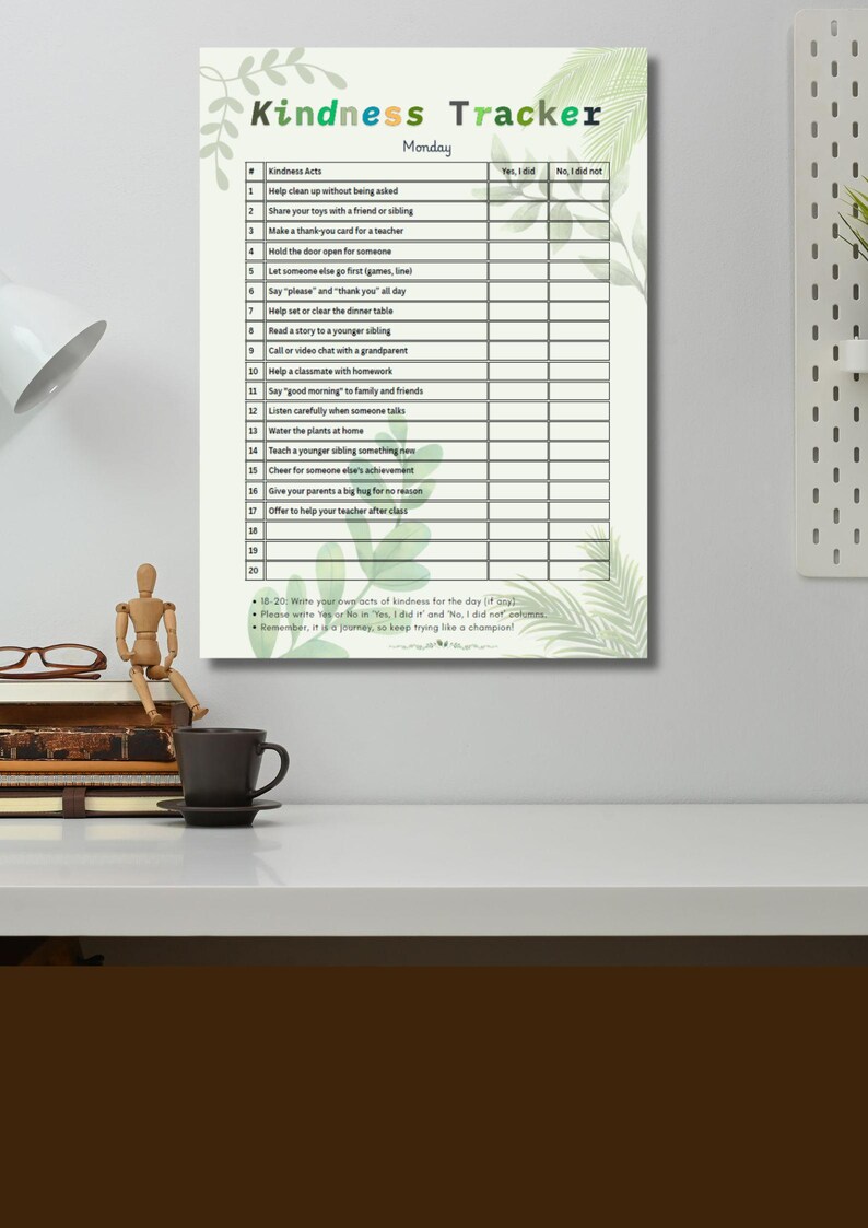 Kids Acts of Kindness Tracker | Printable Kindness Chart | 7 Days ...