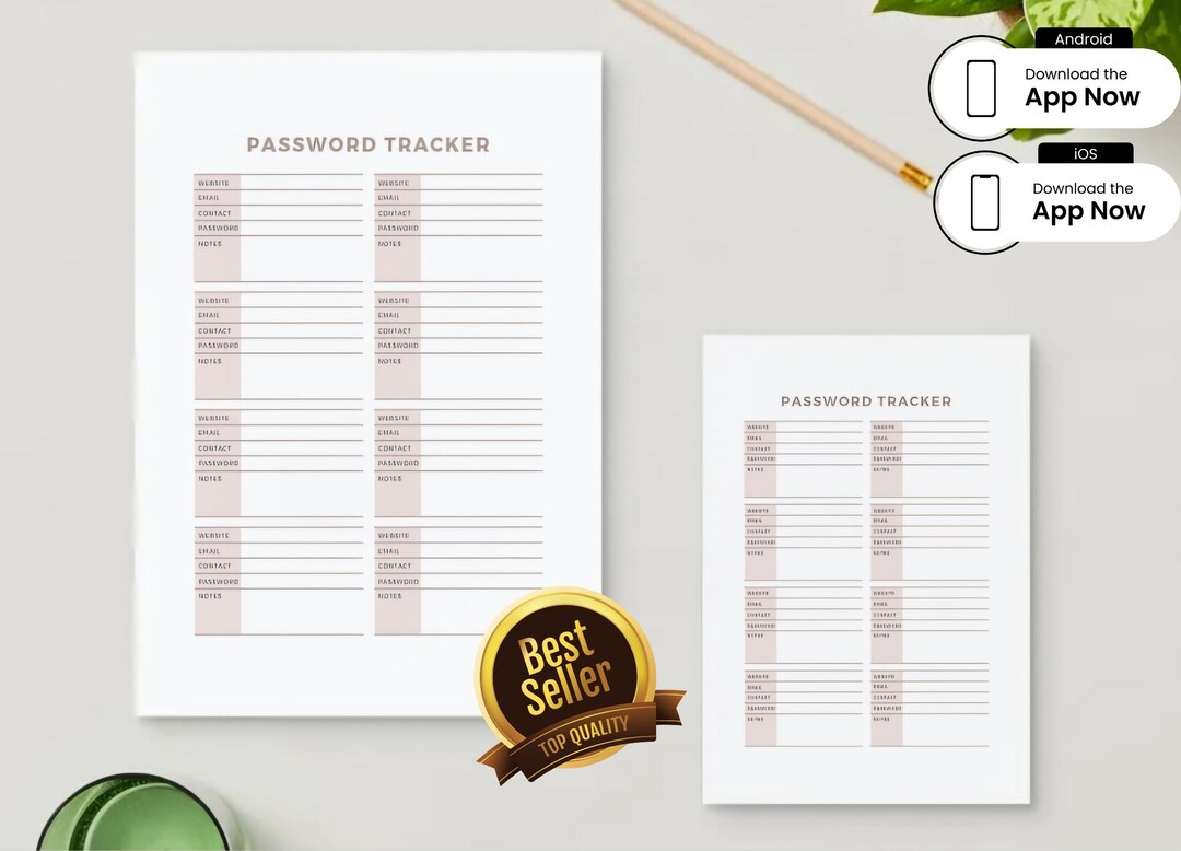 Password Tracker Digital Printable, Password Organizer, Password Keeper ...