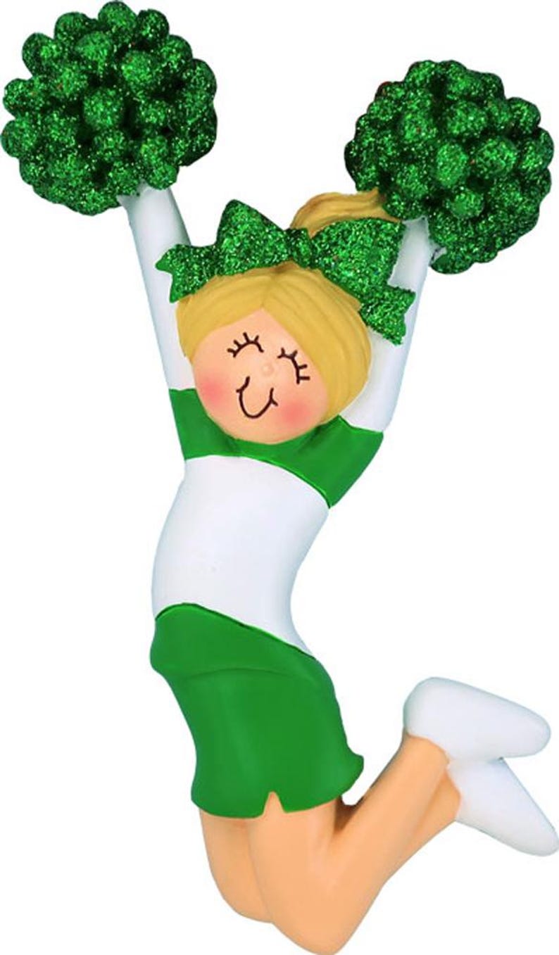 Cheerleader: Green Uniform, Female Blonde Christmas Ornament - Etsy