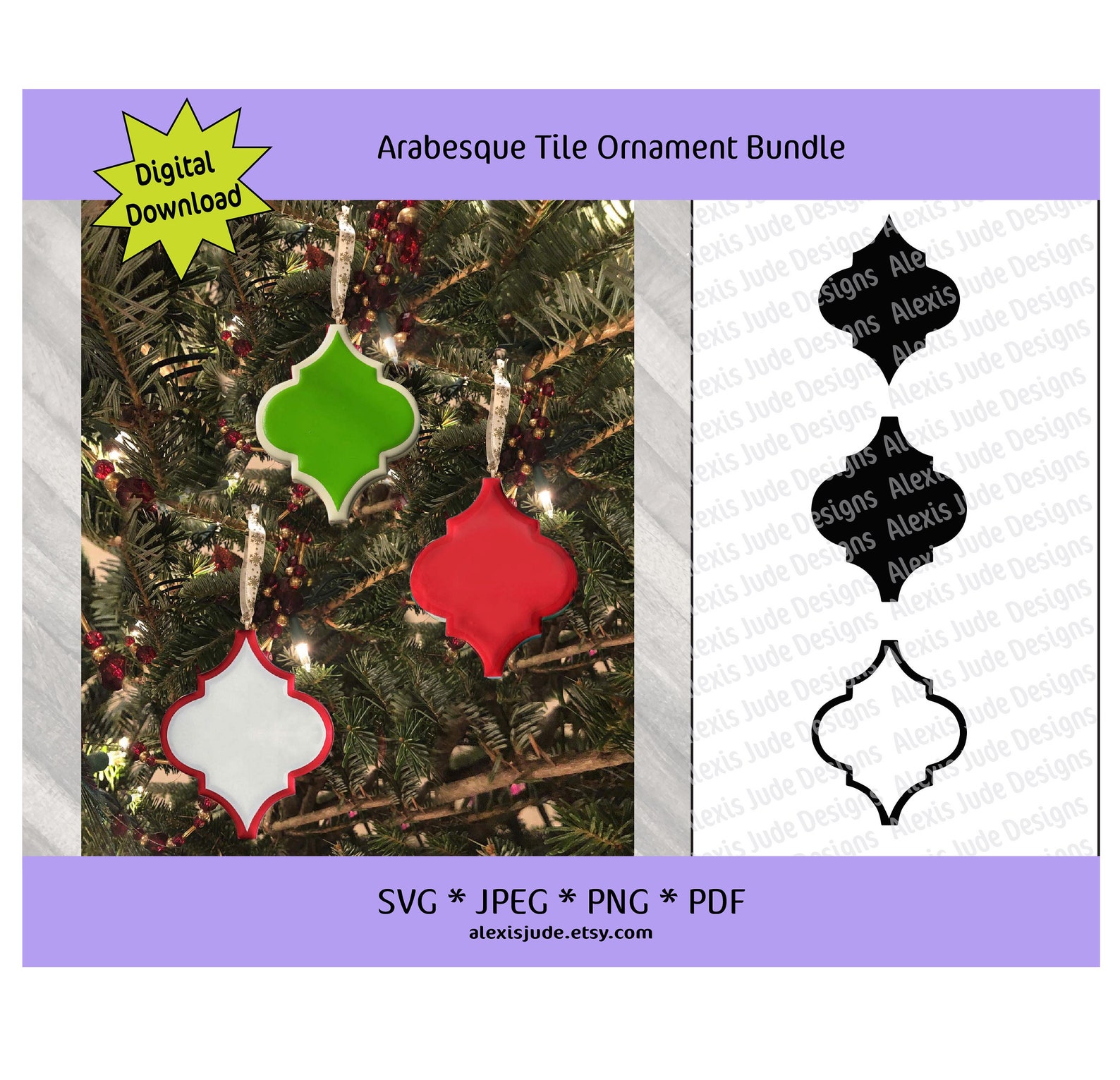 Arabesque Tile Ornament Template Arabesque Tile Cut File for | Etsy