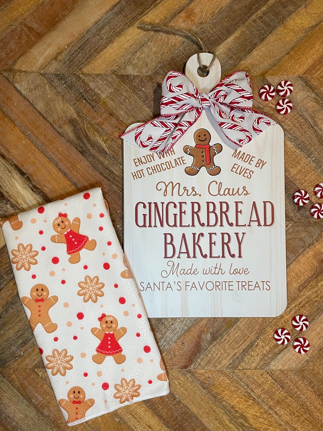 Gingerbread Cutting Board Sign Christmas Cutting Board Peppermint Decor ...