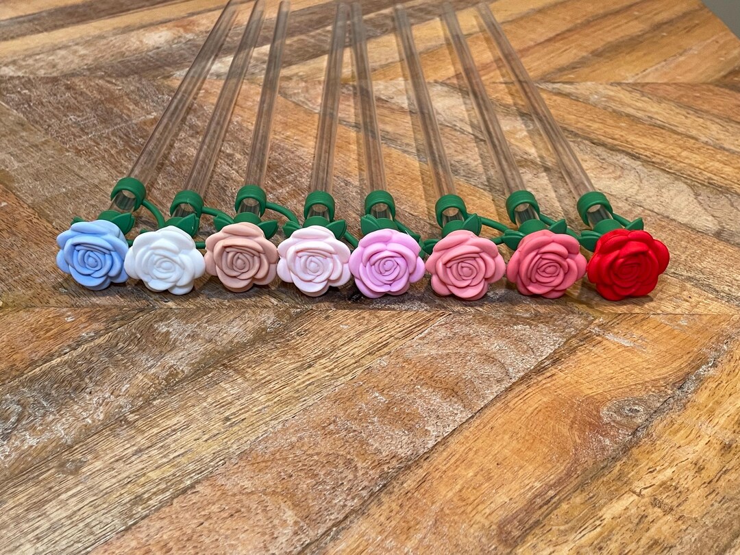 Rose Straw Topper Tumbler Flower Straw Topper Plastic Straw Topper ...