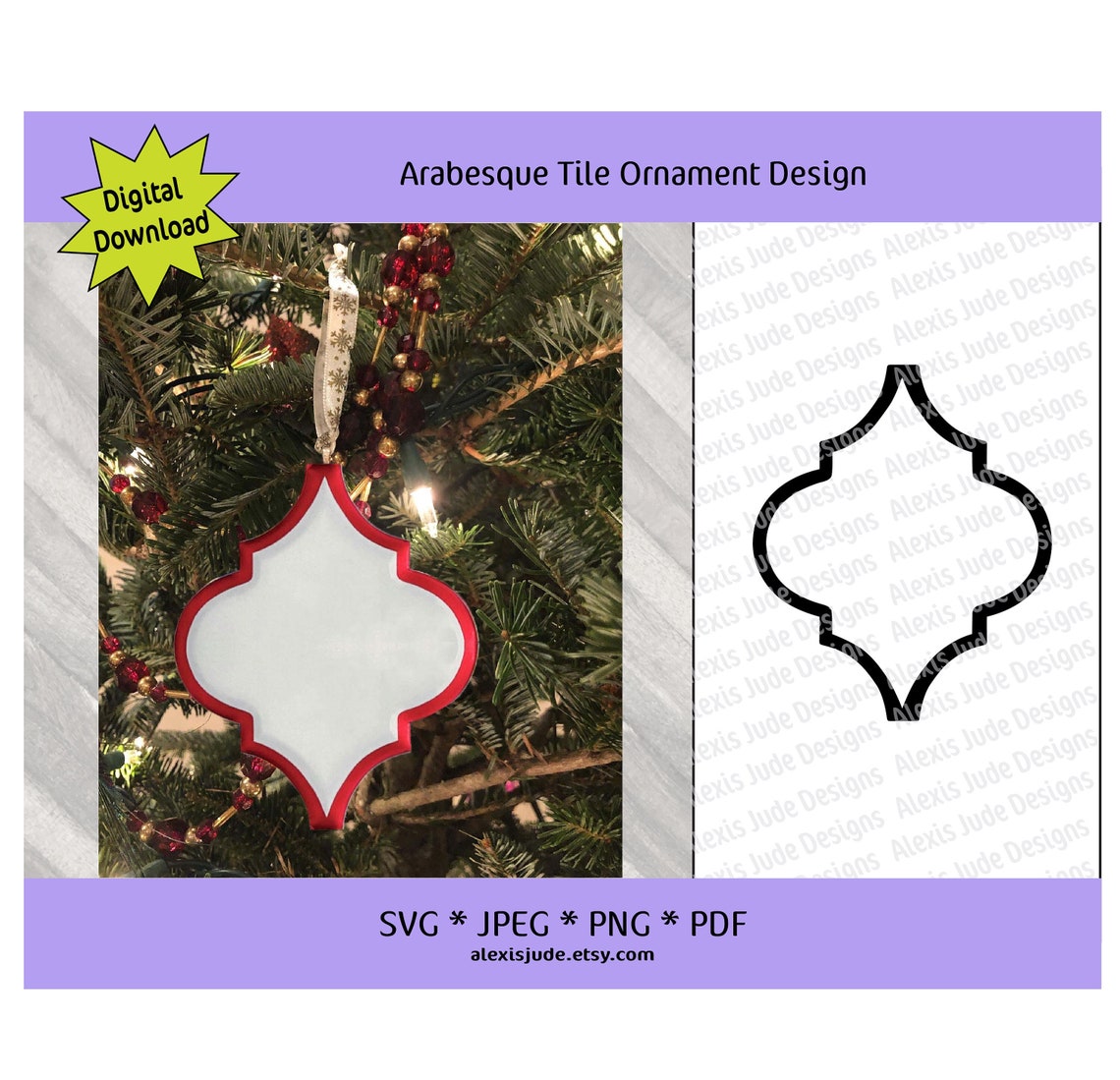 Arabesque Tile Ornament Border Template Cut File for - Etsy