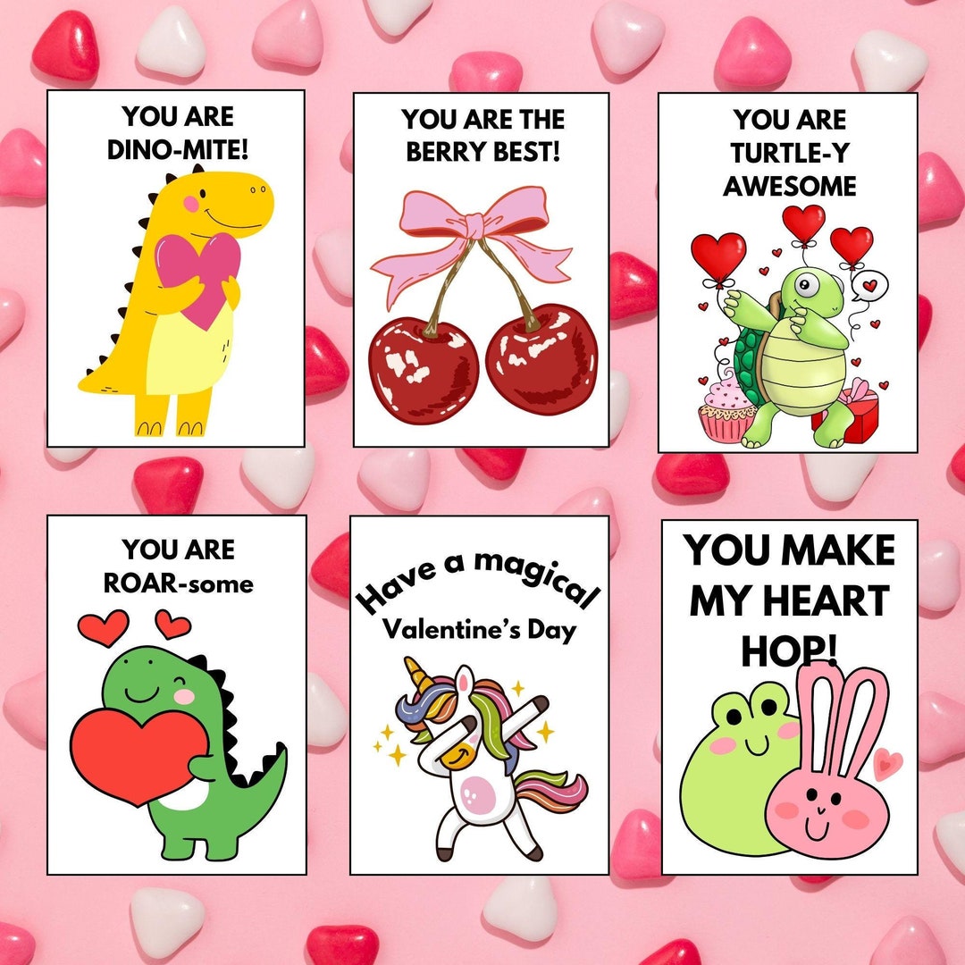 Printable Valentine Cards, Classroom Valentines Day Cards, Kids ...