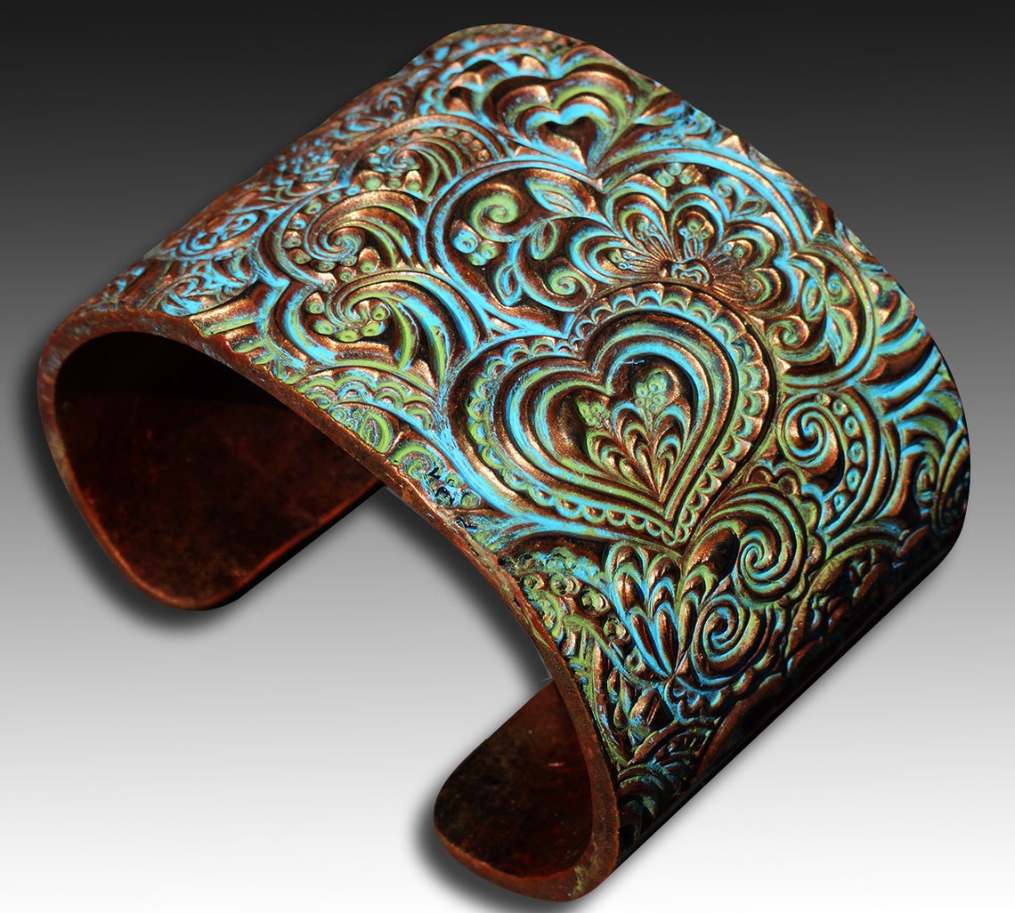 Hearts Zentangle Polymer Clay Cuff Bracelet - Etsy