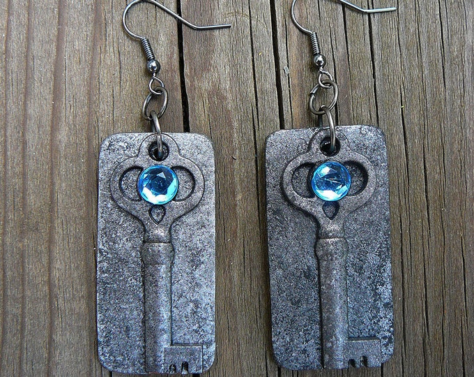 Oxidized Key Polymer Clay Earrings - Etsy
