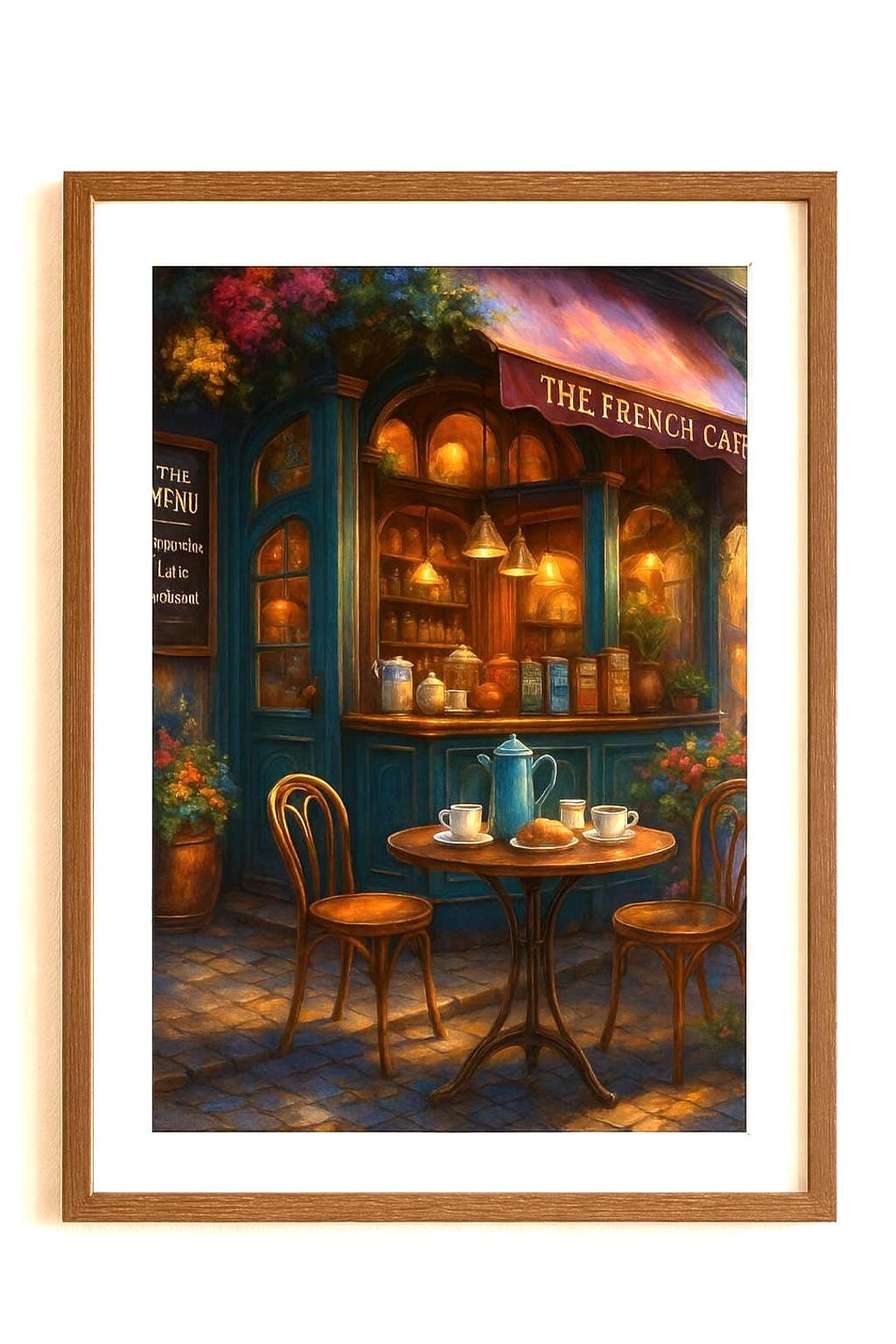 Paris Cafe Art Print | Twilight Street Scene With Pre-cut Mat - Etsy