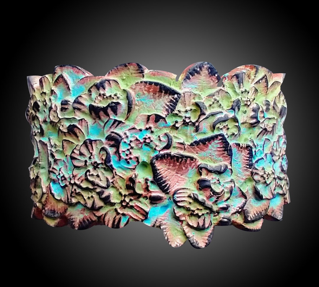 Forget-me-nots Distressed Polymer Clay Cuff Bracelet - Etsy