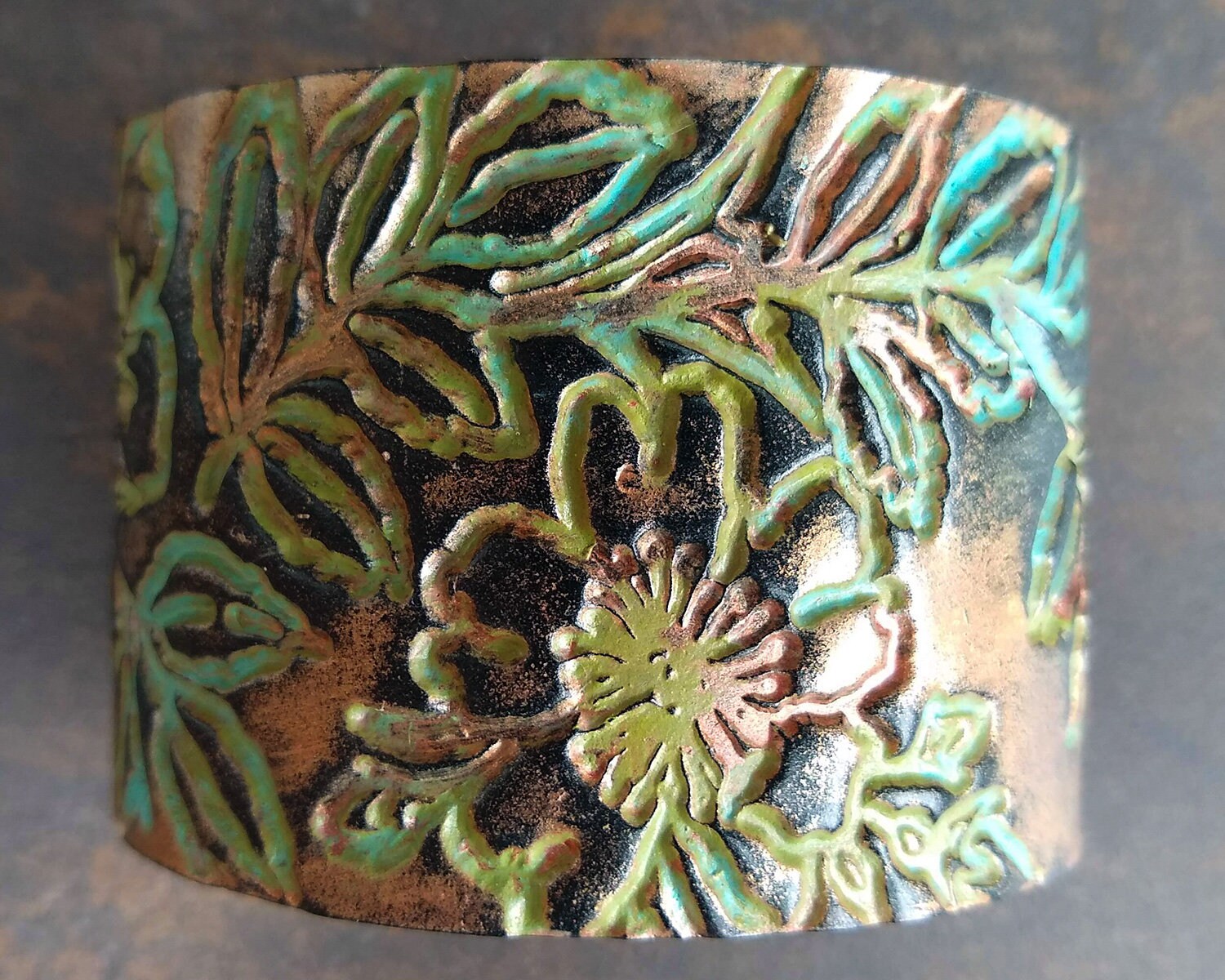 Flower distressed polymer clay cuff bracelet | Etsy