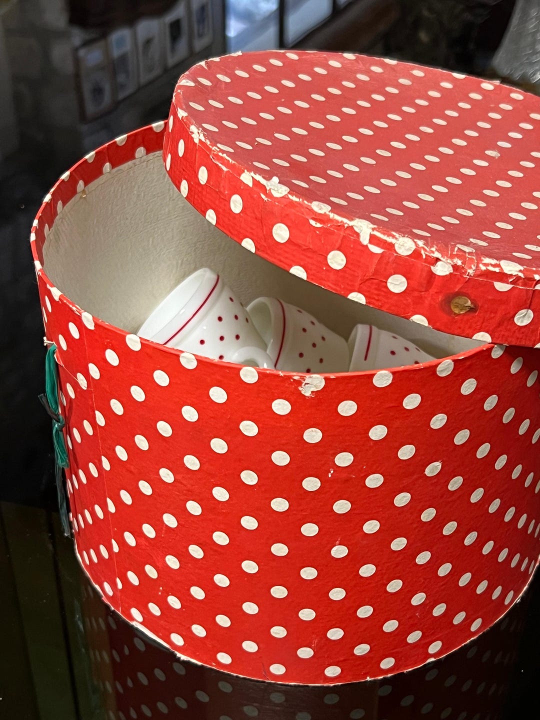Vintage Red Polka Dot Cardboard Hatbox - Etsy