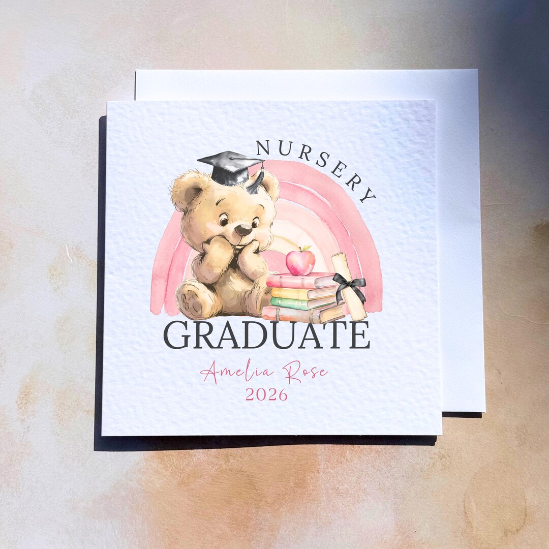 Personalised Nursery Leaver Card, Girls Pre School Graduation Card - Etsy