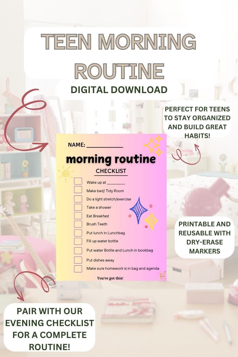 Empowering Teens: Morning Checklist for Success - Etsy