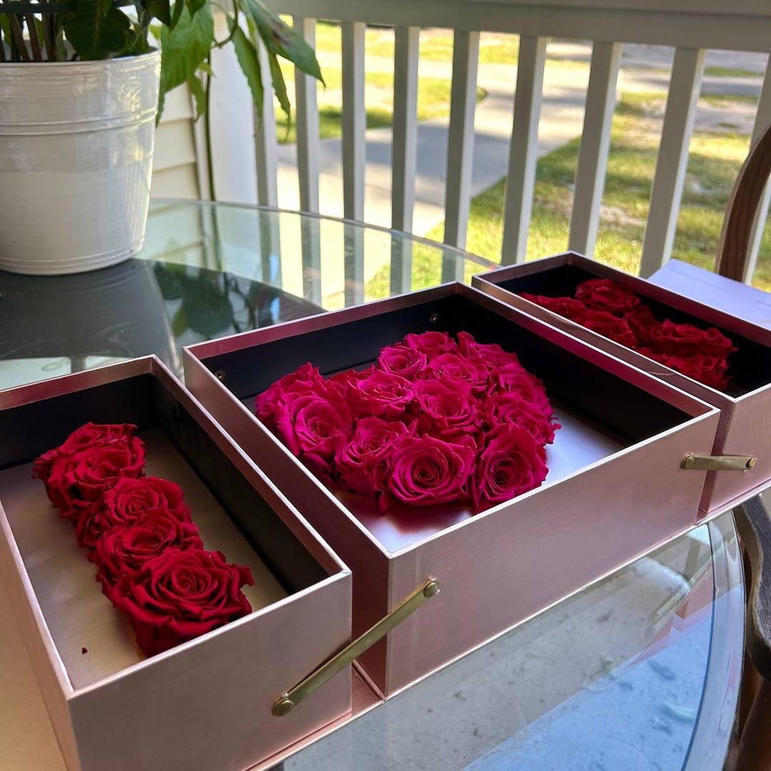 Preserved Roses in Luxury Box, Flower Bouquet, Real Roses Lasting 3 ...