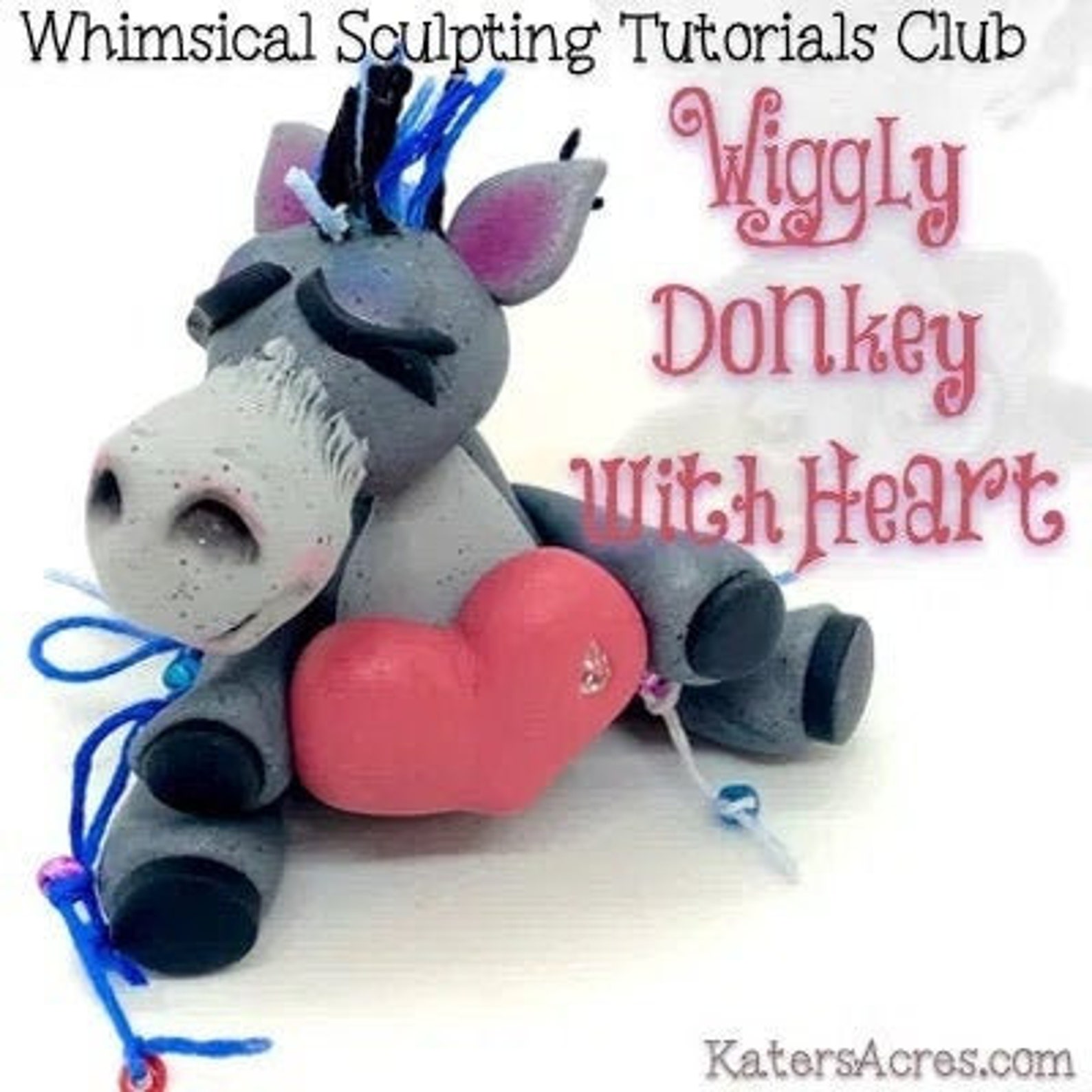 Polymer Clay Wiggly DONKEY With Heart Tutorial by Kater's Acres - Etsy