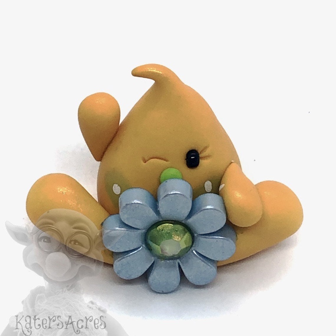Flower Parker© - Polymer Clay Character Figurine - Blue Flower - Etsy