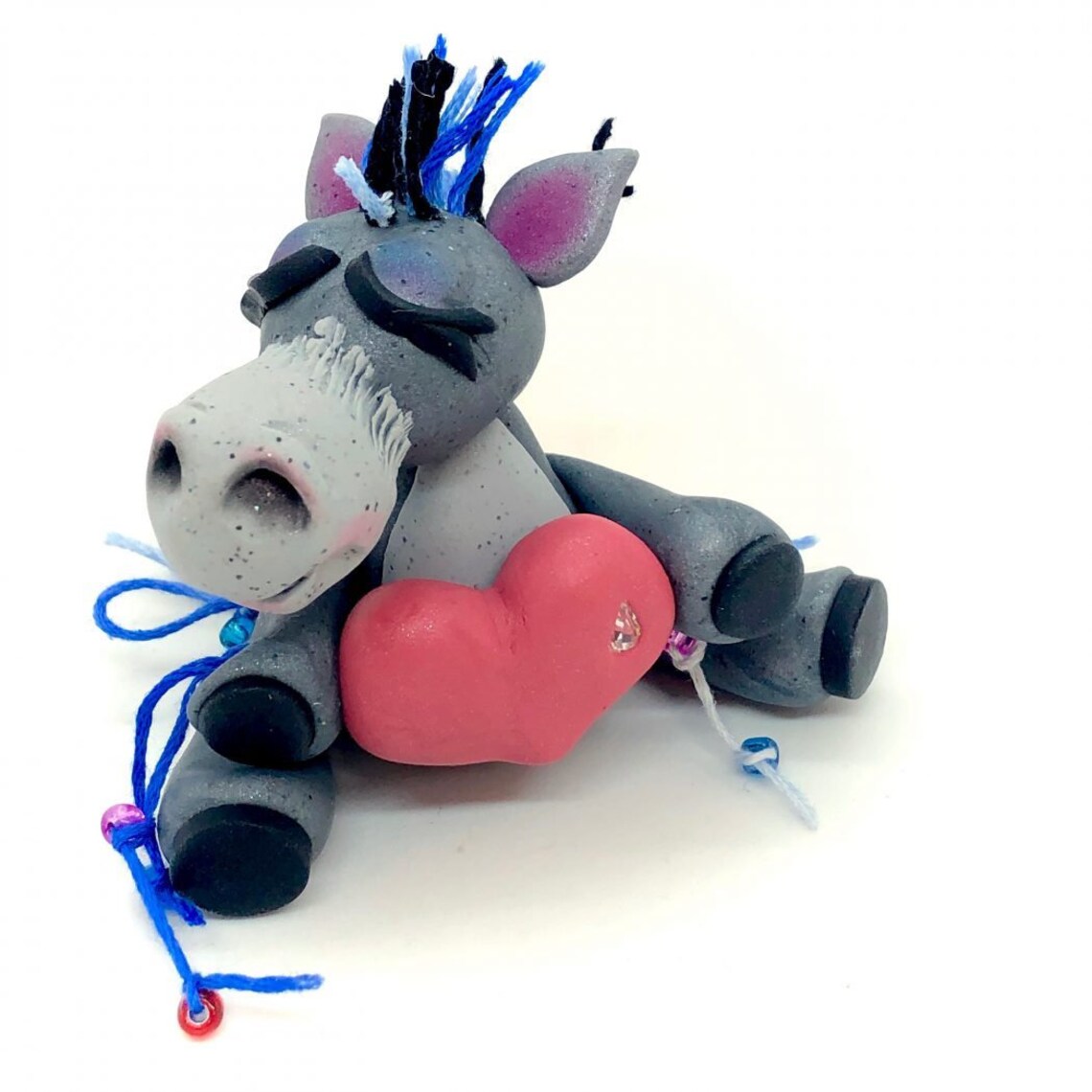 Polymer Clay Wiggly DONKEY With Heart Tutorial by Kater's Acres - Etsy