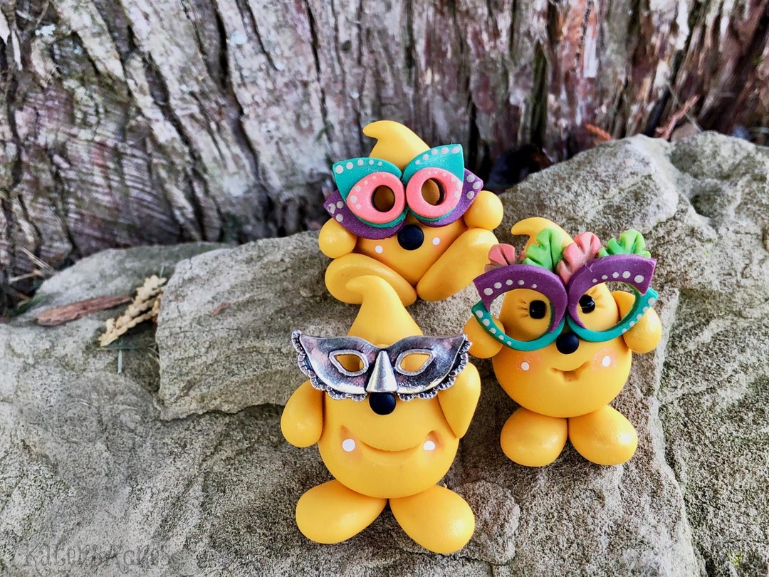 Mardi Gras MASKED PARKER© - Set of 3 - Polymer Clay Miniature Figurine ...