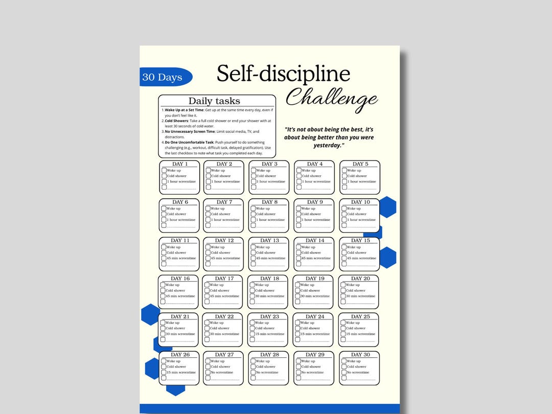 30-day Self-discipline Challenge | Printable Habit Tracker ...