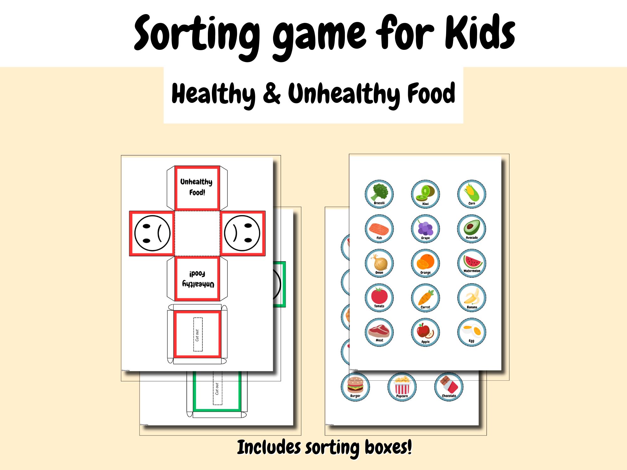 Healthy & Unhealthy Food Sorting Game-fun Printable Activity for Kids ...