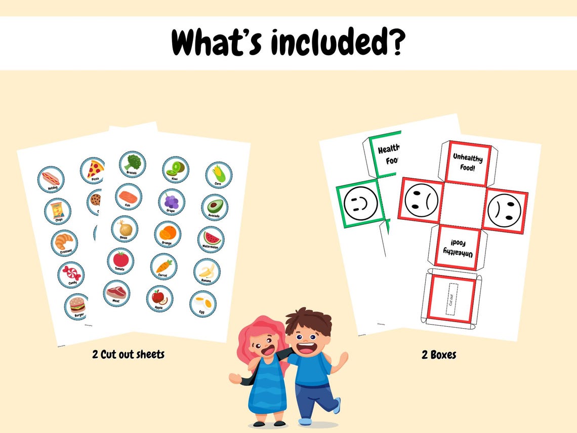 Healthy & Unhealthy Food Sorting Game-fun Printable Activity for Kids ...