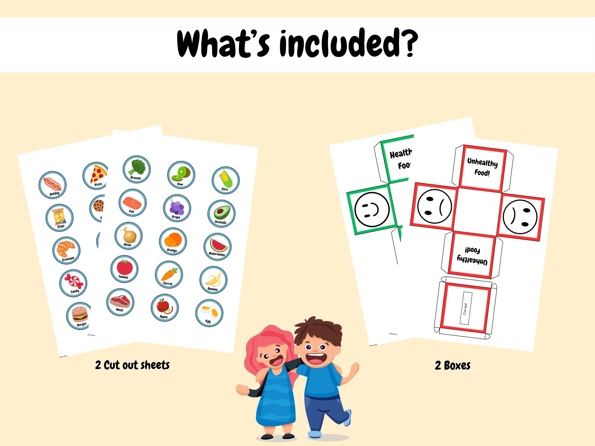 Healthy & Unhealthy Food Sorting Game-fun Printable Activity for Kids ...