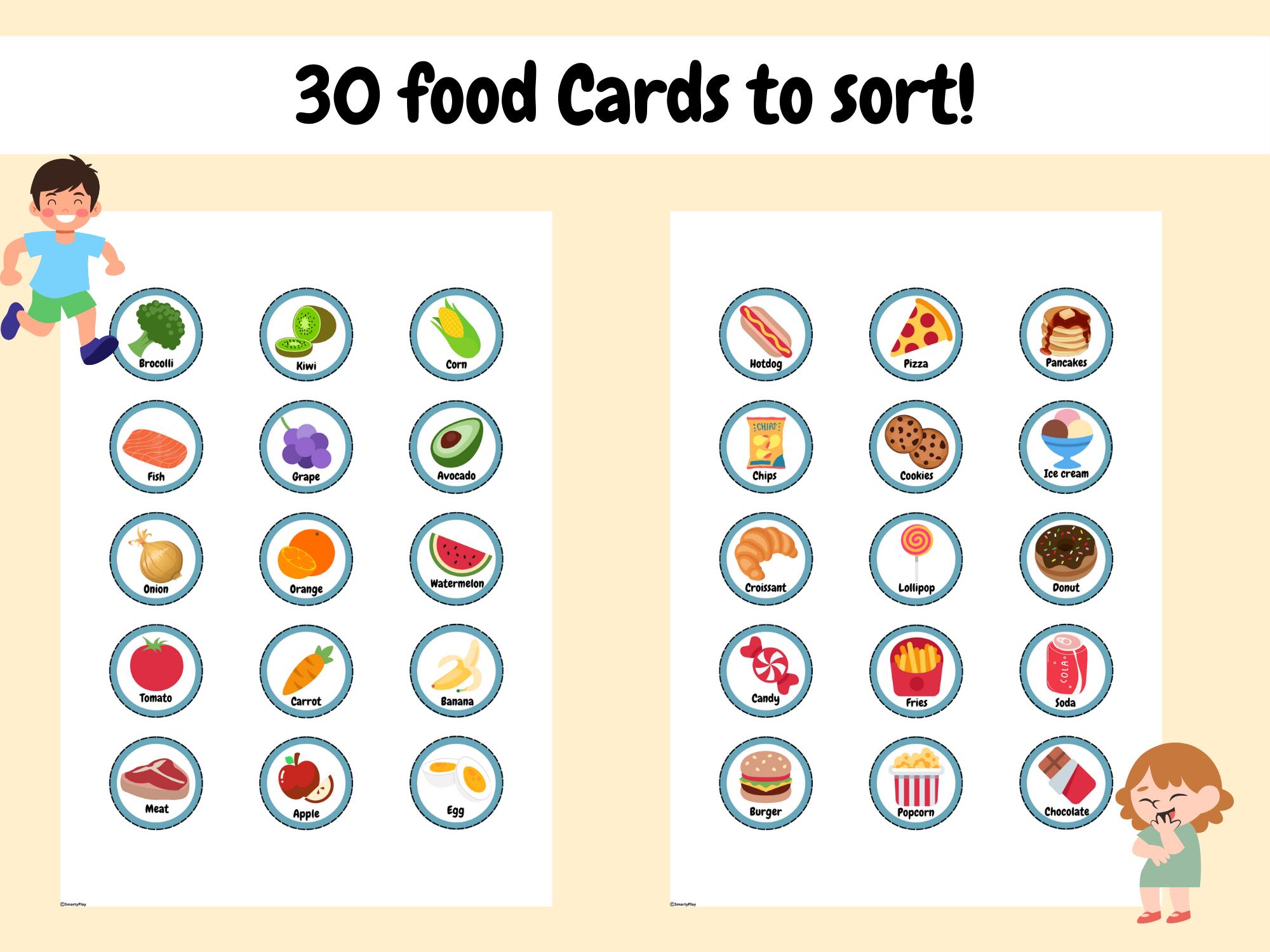 Healthy & Unhealthy Food Sorting Game-fun Printable Activity for Kids ...