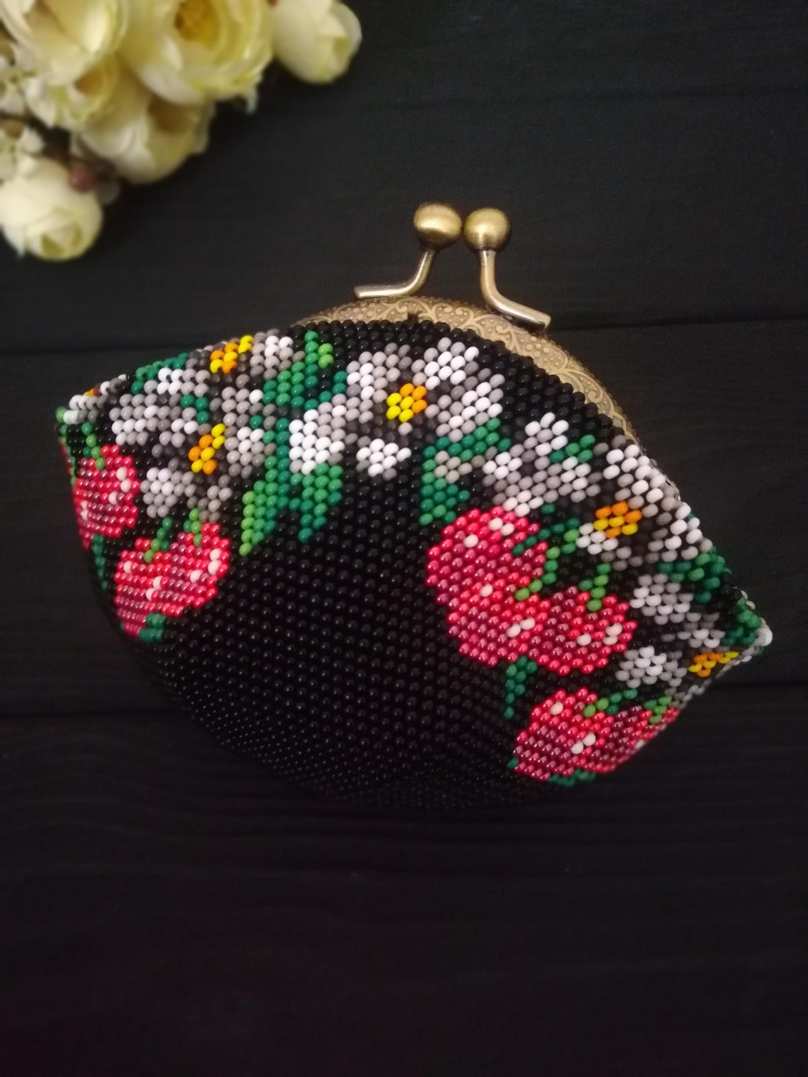 Cherry PDF Bead Crochet Pattern – Cute Beaded Wallet With Bow, Coin ...