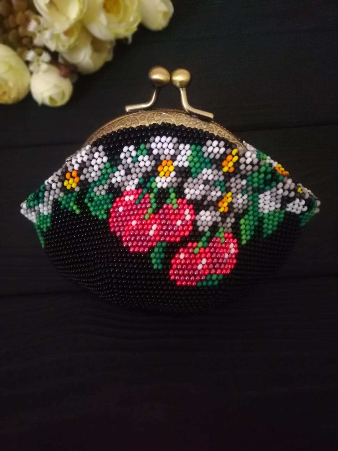 Cherry PDF Bead Crochet Pattern – Cute Beaded Wallet With Bow, Coin ...