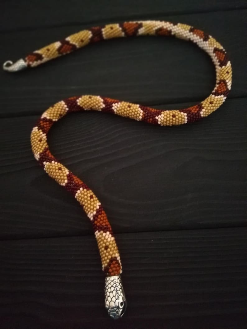 PDF Bead Crochet Pattern – Copperhead Snake Necklace, Beaded Jewelry ...