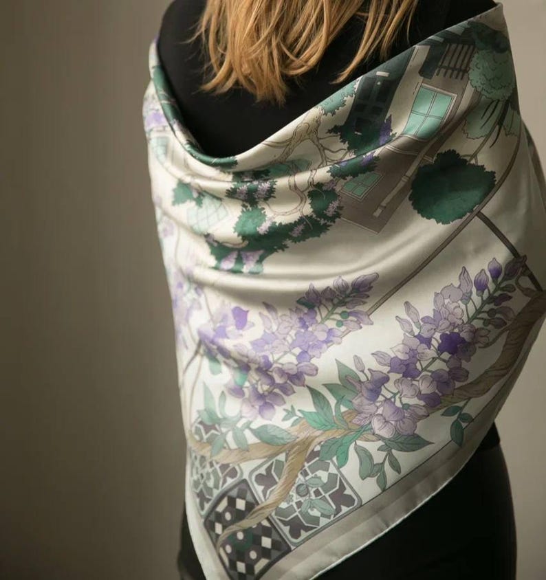 England Inspired Silk Scarf – 100% Mulberry Silk Square Scarf, Elegant ...
