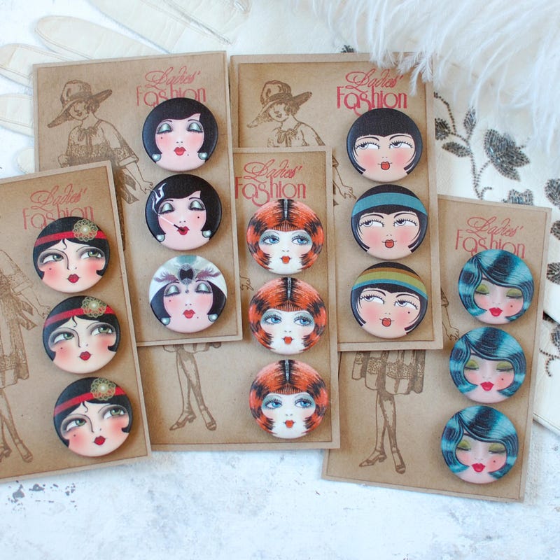 Girl Buttons - Etsy