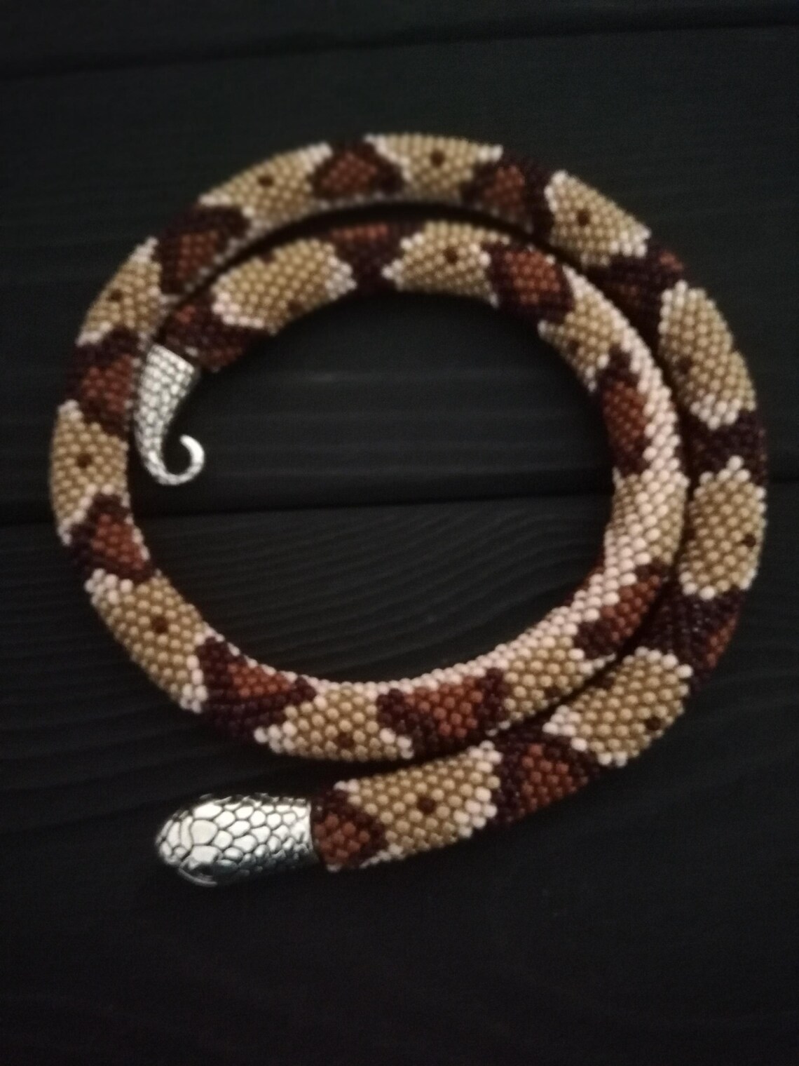 PDF Bead Crochet Pattern – Copperhead Snake Necklace, Beaded Jewelry ...