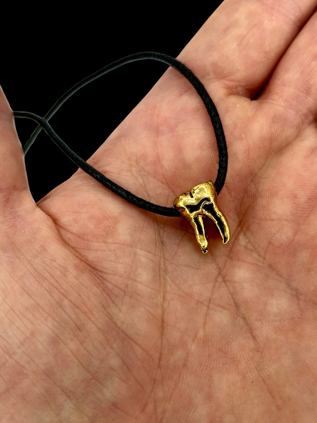 Gold Wisdom Tooth Necklace Cast of a Real Tooth Gold Plated Pewter Blue ...
