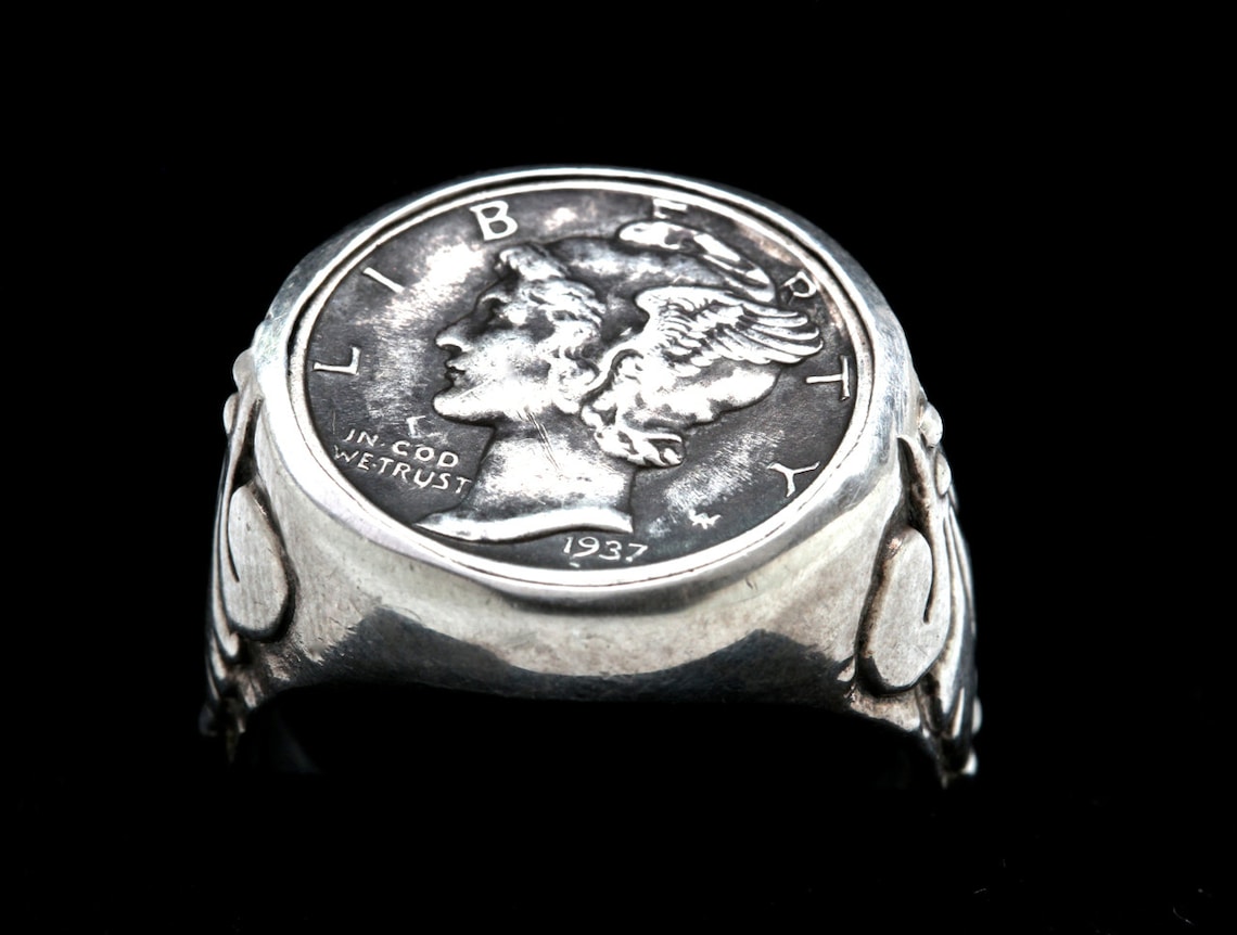 Mercury Dime Ring Sterling Silver US Coin Ring Made in NYC | Etsy