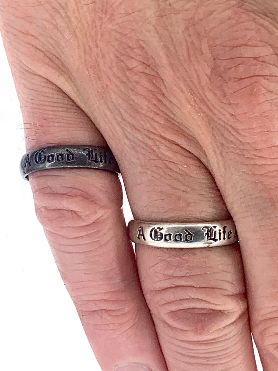 Black Mourning Ring A Good Life and A Happy Death Memento Mori Jewelry ...