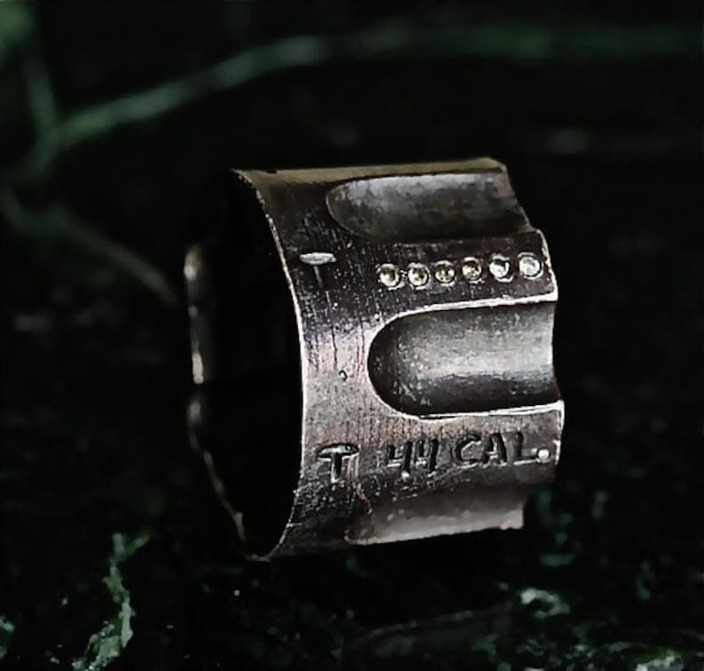 Pistol Ring 44 Cal Cylinder Gun Ring 7 Diamonds in Black - Etsy