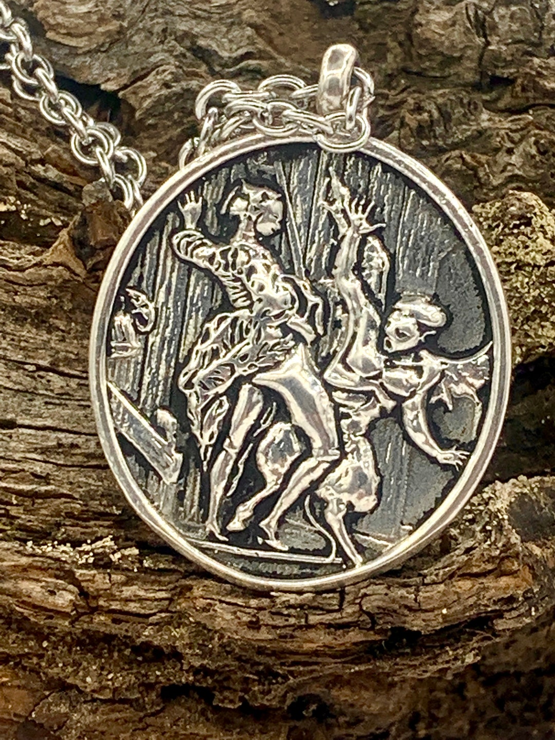 Lady Scares the Devil Necklace Silver or Bronze Original Design Made in ...