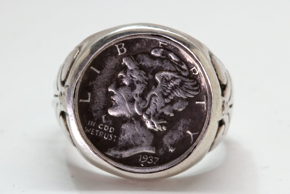 Mercury Dime Ring Sterling Silver US Coin Ring Made in NYC | Etsy