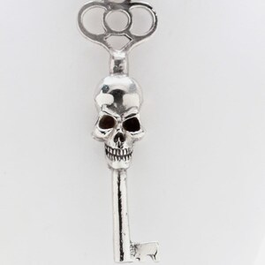 Skeleton Key Necklace, Double Faced Skull Key in White Bronze or ...