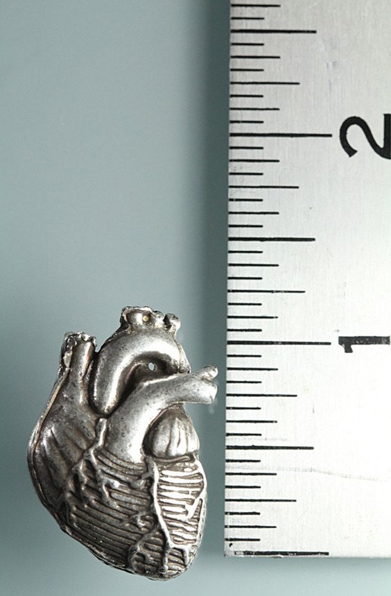Anatomical Heart Cabinet Hardware Antique Silver made in - Etsy
