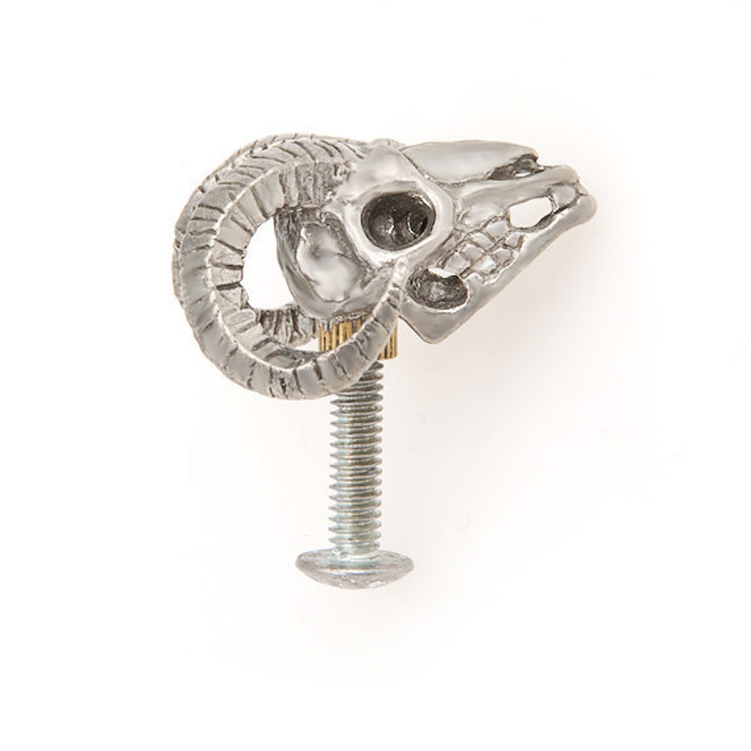 Metal Ram Skull Cabinet Knob Made in NYC Blue Bayer Design - Etsy