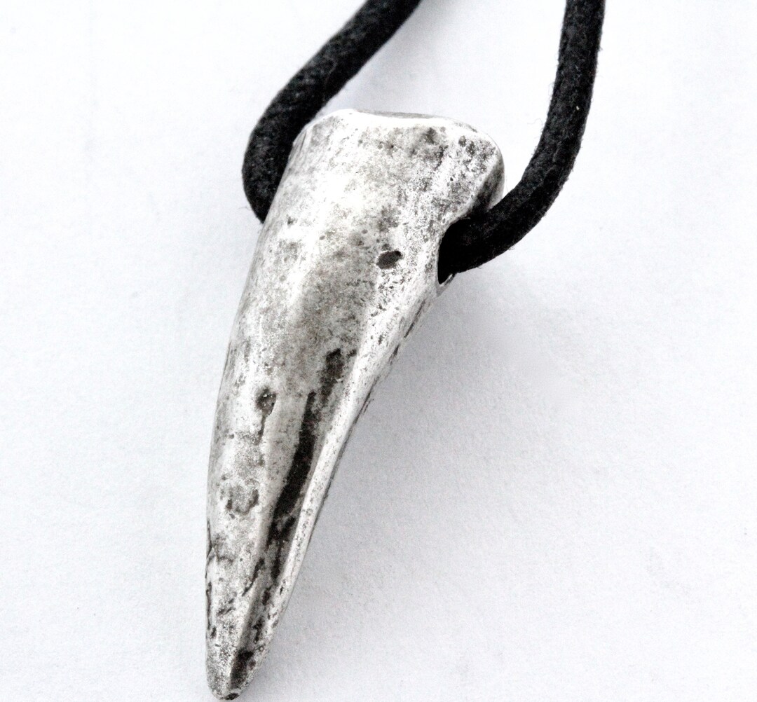 Crocodile Tooth Necklace, Cast in Silver Plated Pewter Made in NYC Blue ...